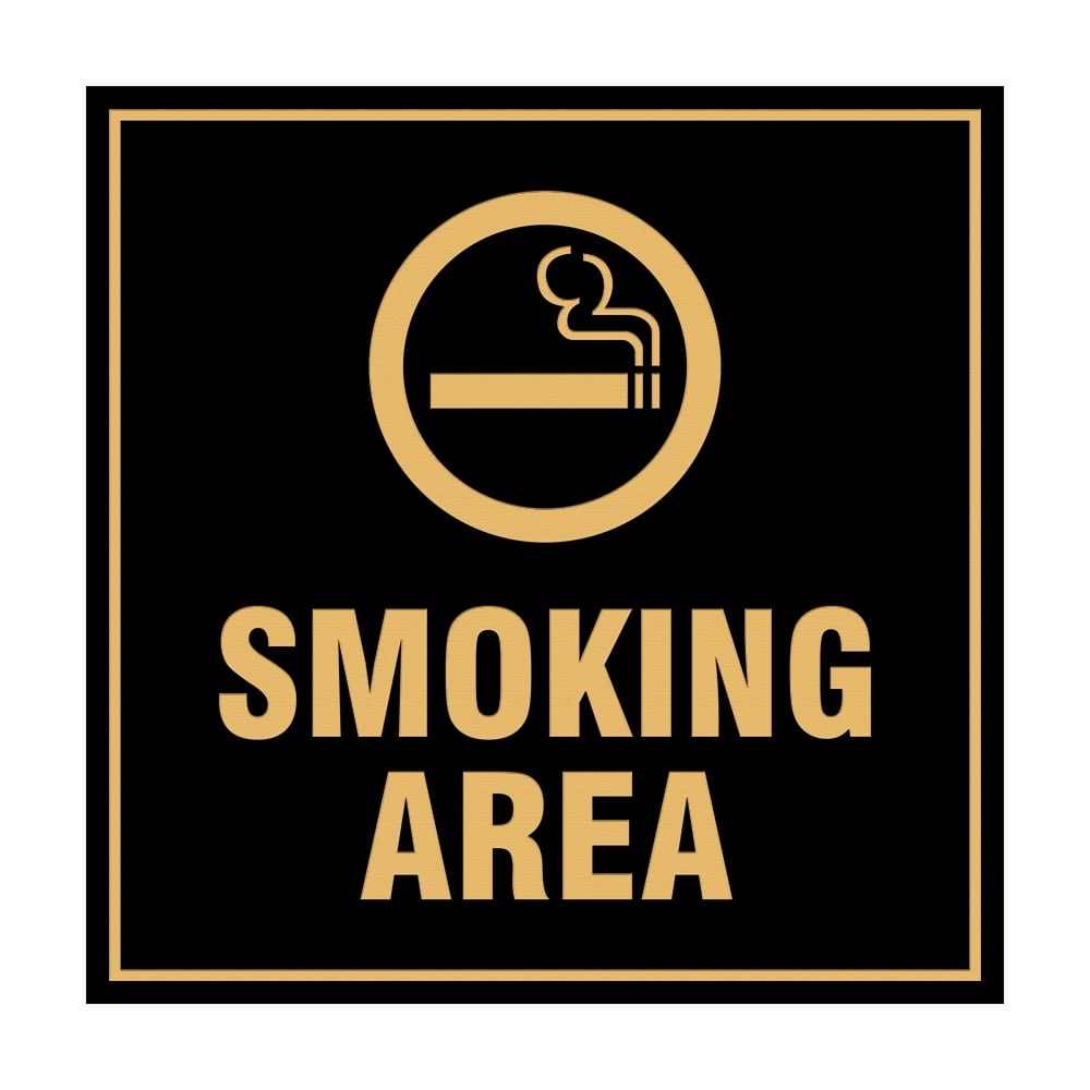 Square Smoking Area Sign (Black Gold) - Large - Walmart.com