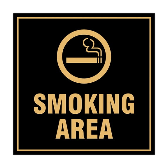 Square Smoking Area Sign (Black /Gold) - Small - Walmart.com