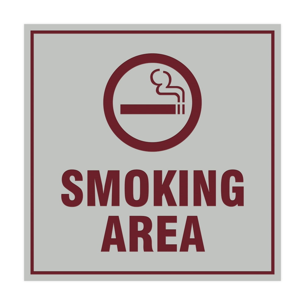 Square Smoking Area Sign (Light Grey / Burgundy) - Large - Walmart.com