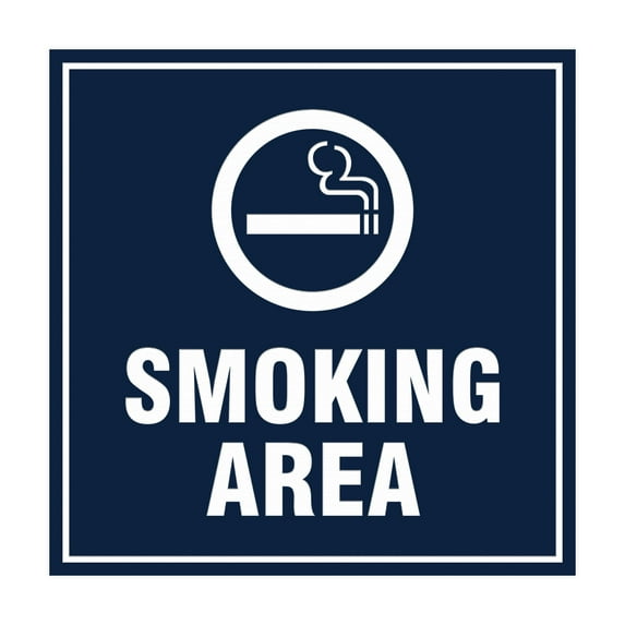 Square Smoking Area Sign (Navy Blue / White) - Large - Walmart.com