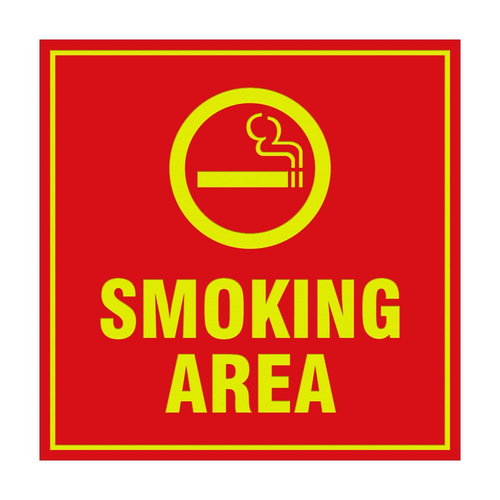 Square Smoking Area Sign (Red/Yellow) - Large - Walmart.com