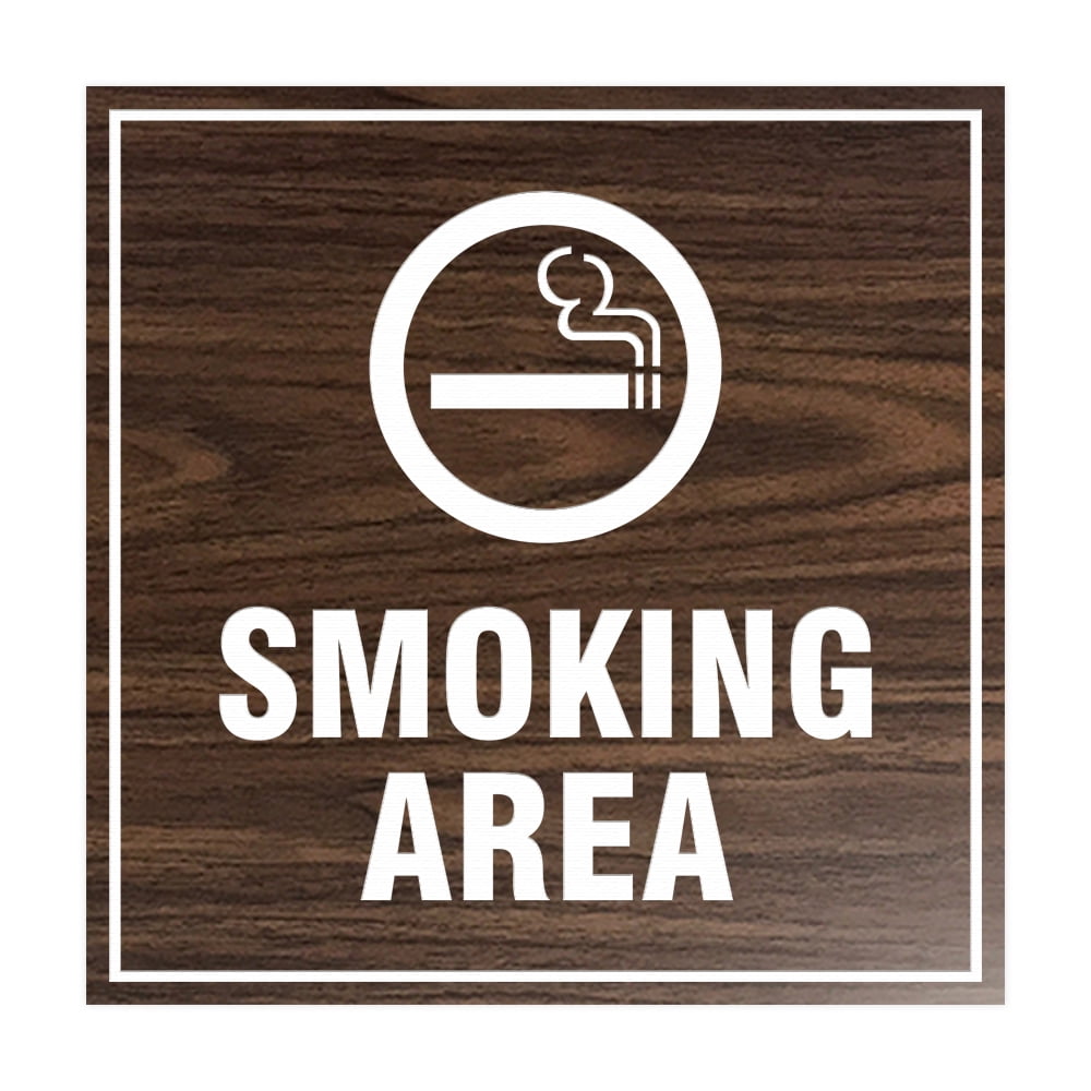 Square Smoking Area Sign (Walnut) - Large - Walmart.com