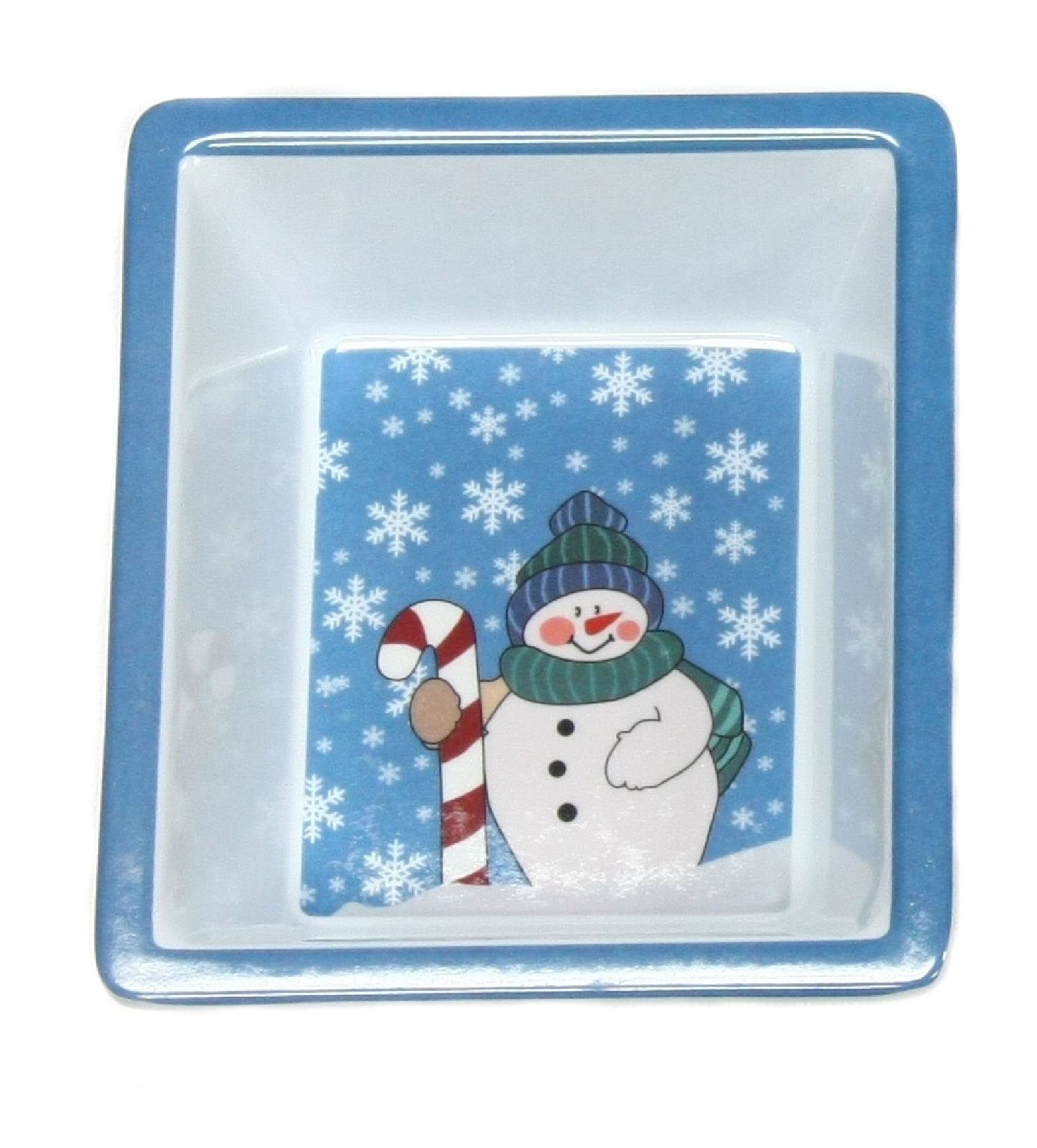 Square Snowman & Snowflakes Christmas Dish, 6" Plastic Serving Dish ...