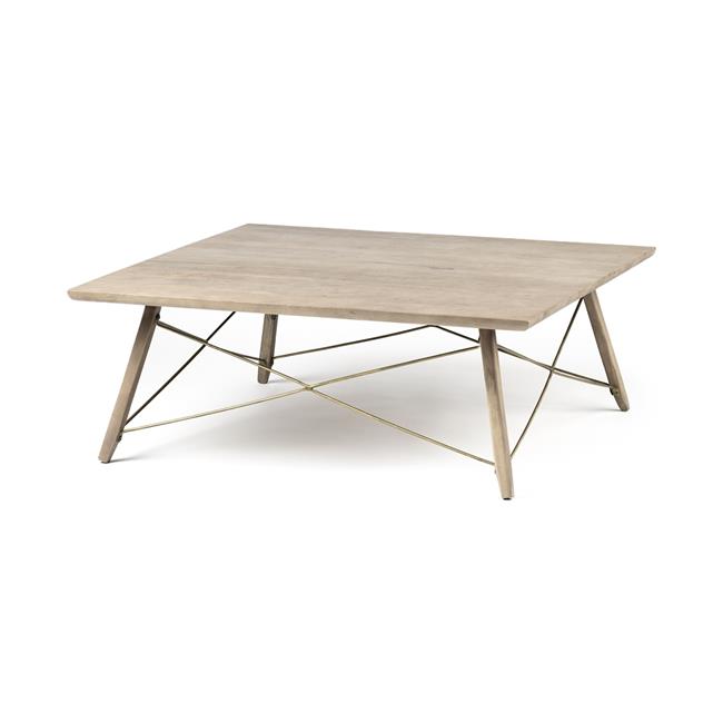Square Solid Wood Top & Legs Coffee Table with Metal Bracing - Walmart.com