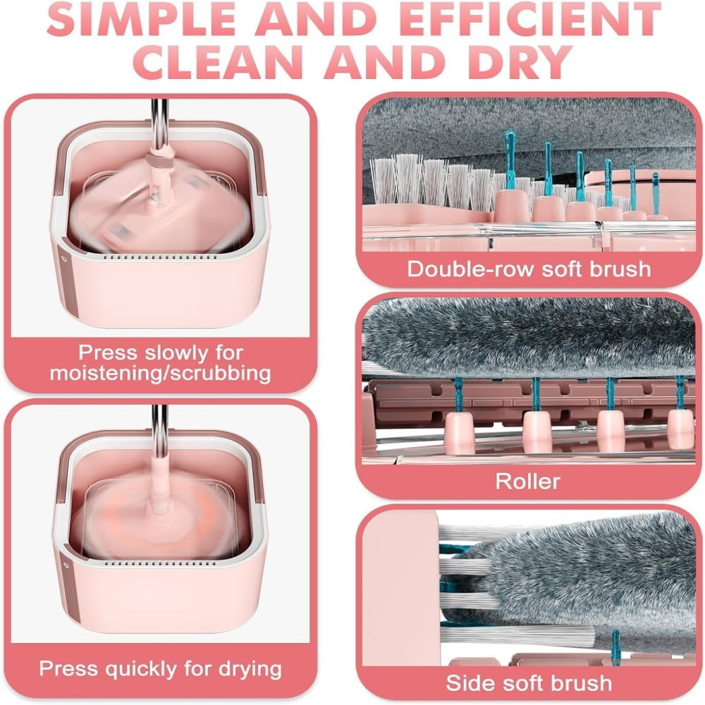 Square Spin Mop and Bucket Set with Self Separation Dirty and Clean ...