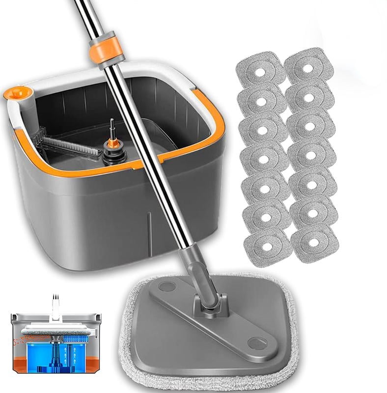 Square Spinning Mop and Bucket Set, with Dirty&Clean Water Separation ...