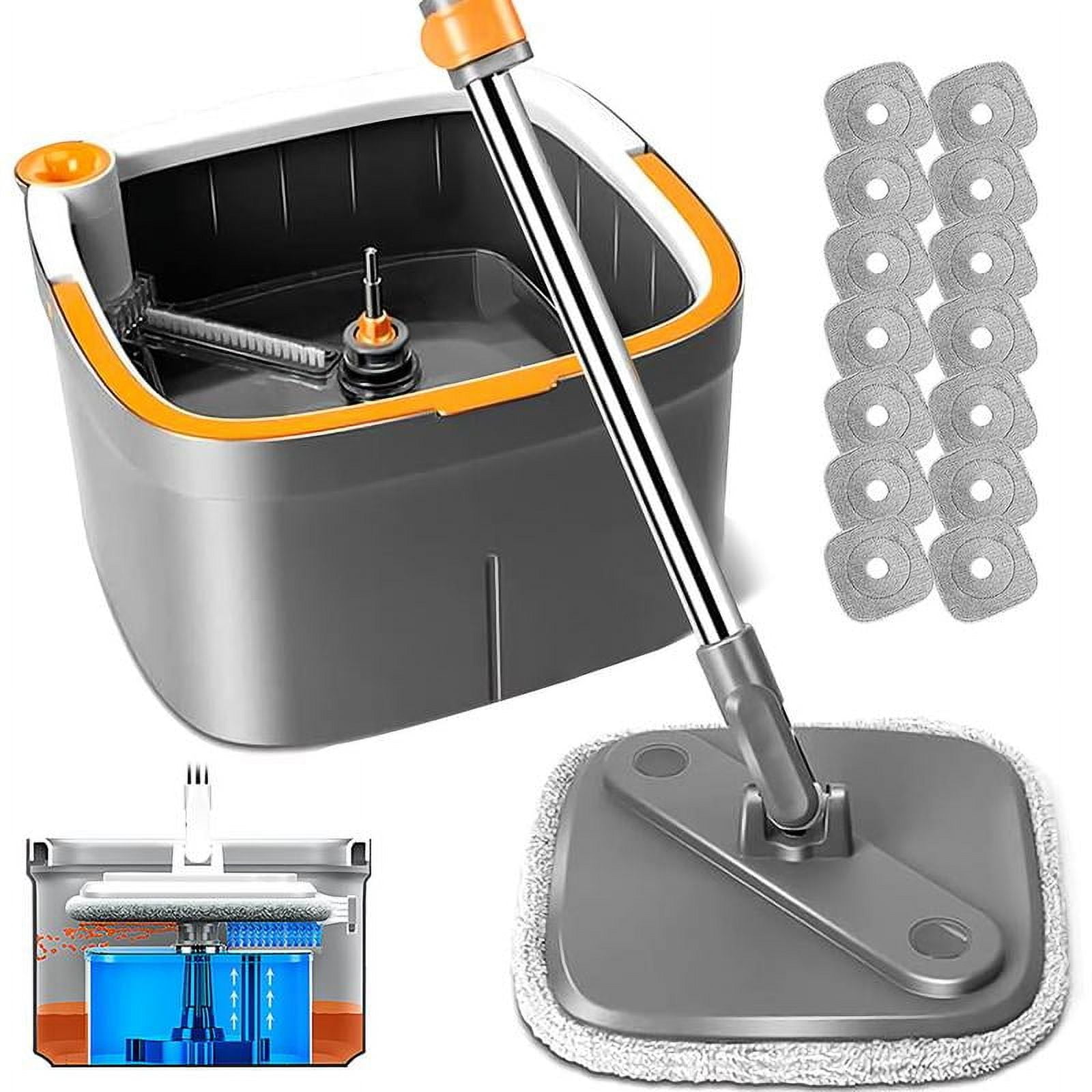 Square Spinning Mop and Bucket Set, with Dirty&Clean Water Separation ...