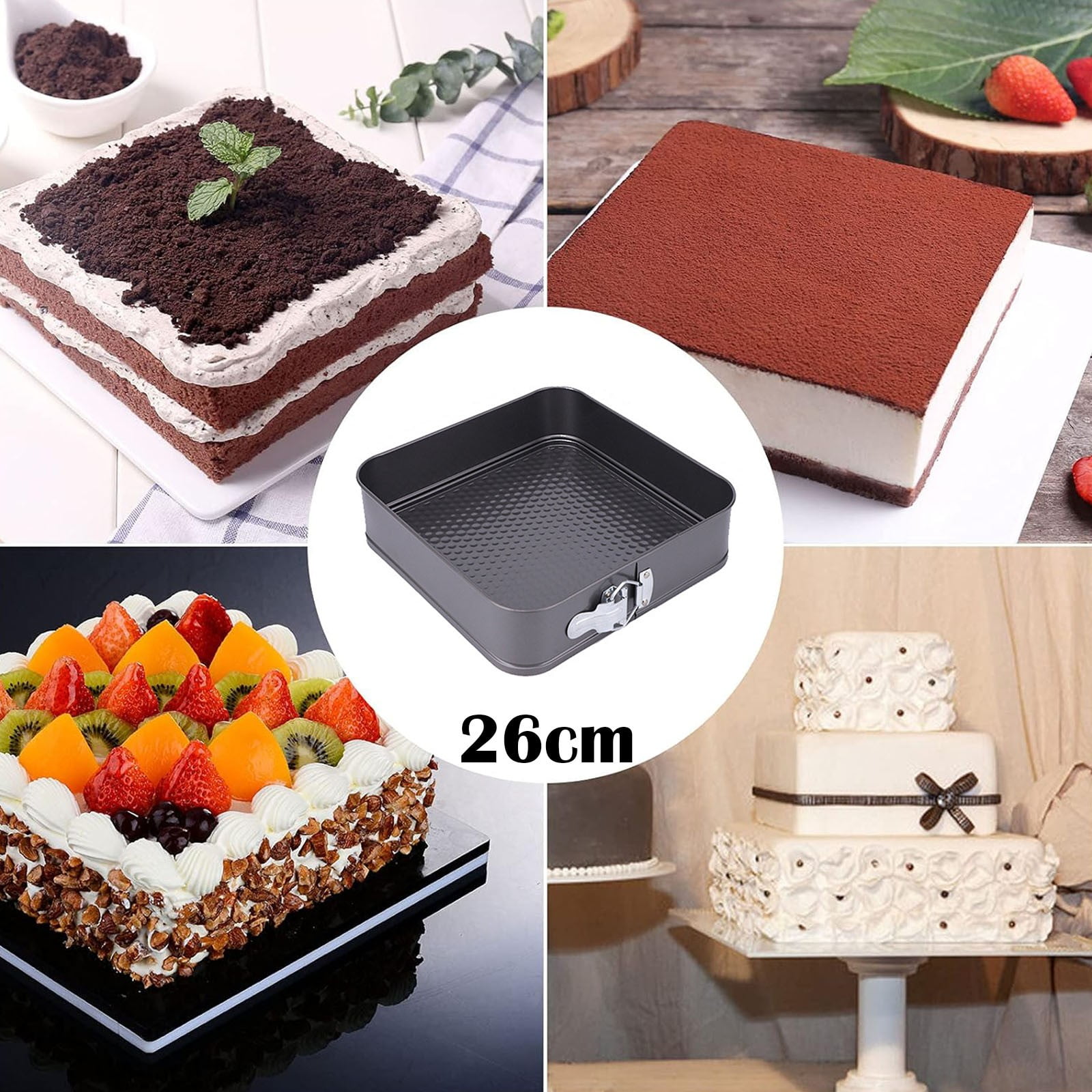 Square Springform Cake Pan Non Stick Metal Bakeware with Secure Clip ...