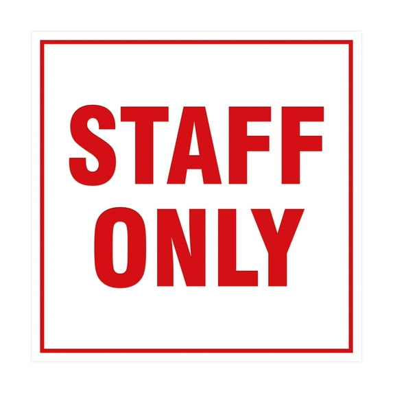 Square Staff Only Sign (White/Red) - Medium - Walmart.com