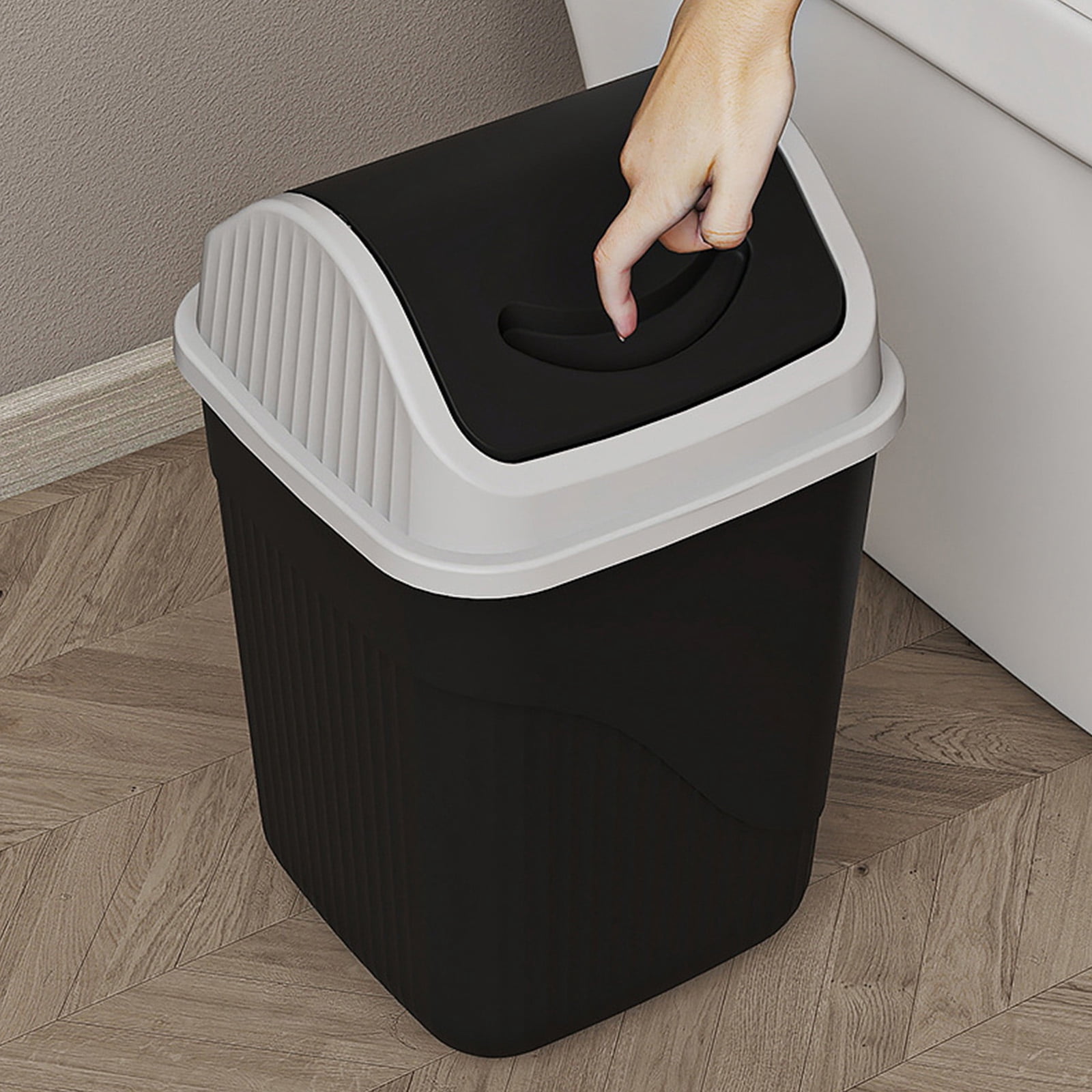 Square Step-On Trash Can With Lid, Odor-Control Office Or Bathroom Waste Bin, Compact Plastic ...