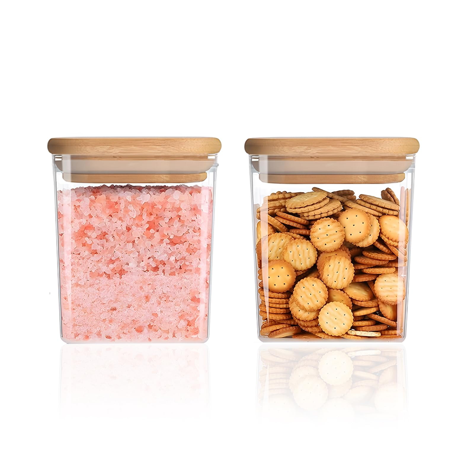 Square Storage Containers with Lids, Clear Food Storage Container Jar ...