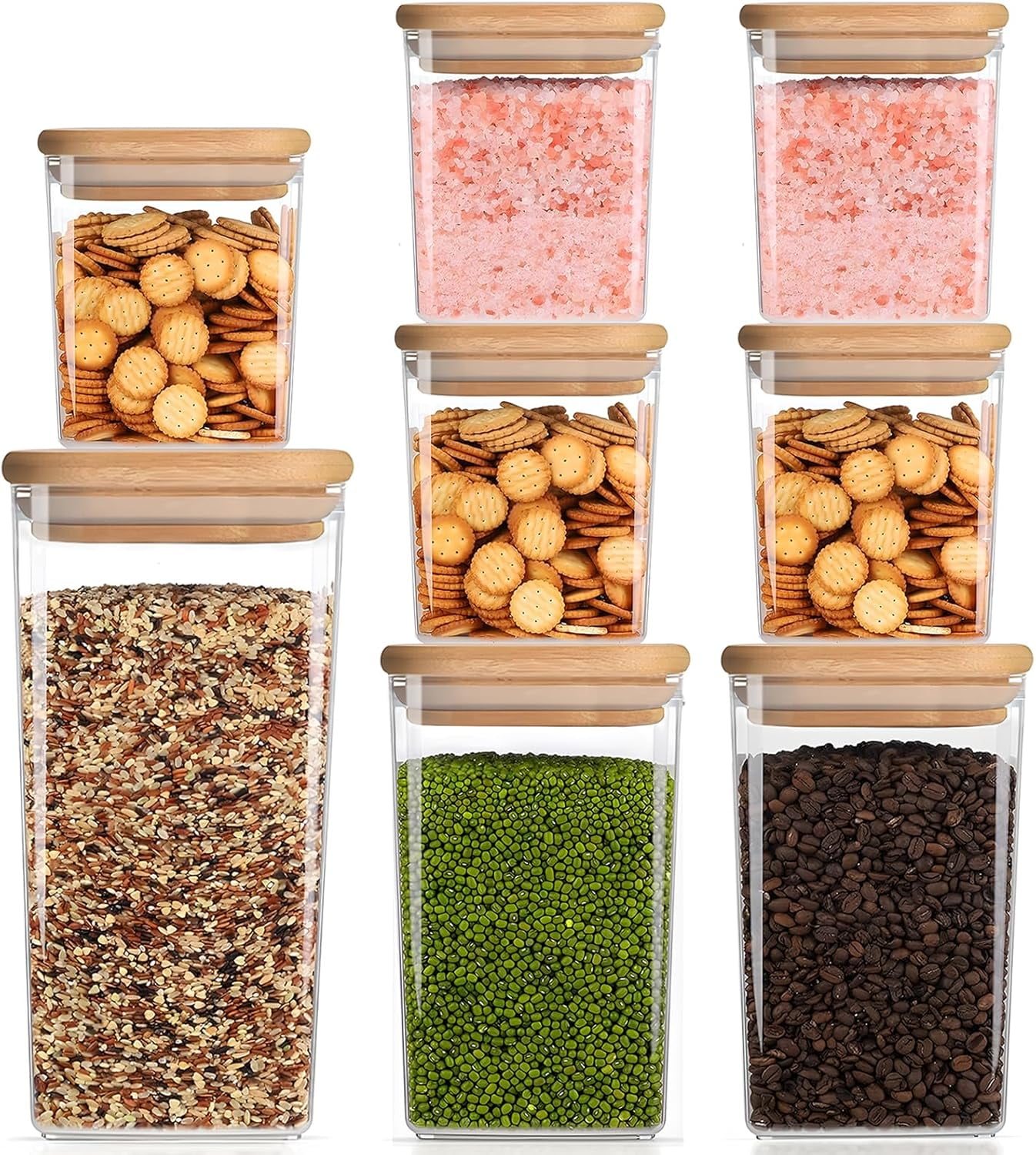 Square Storage Containers with Lids, Clear Food Storage Container Jar ...