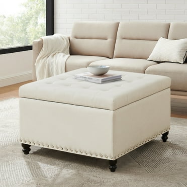 Noble House Raymond Kd Fabric Beige Storage Ottoman - Walmart.com