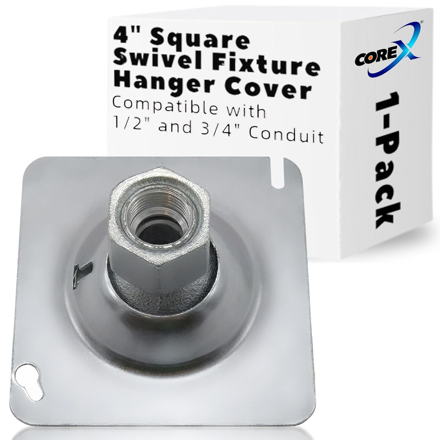 Square Swivel Fixture Hanger Cover for Use with Square Electrical Boxes - Fits 1/2" and 3 ...