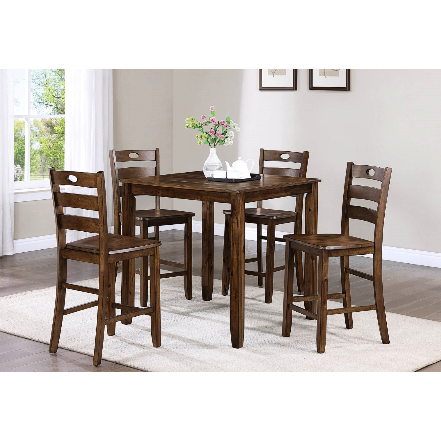 Square Table 5-Piece - Counter Height Functionality - Dining Room Use ...