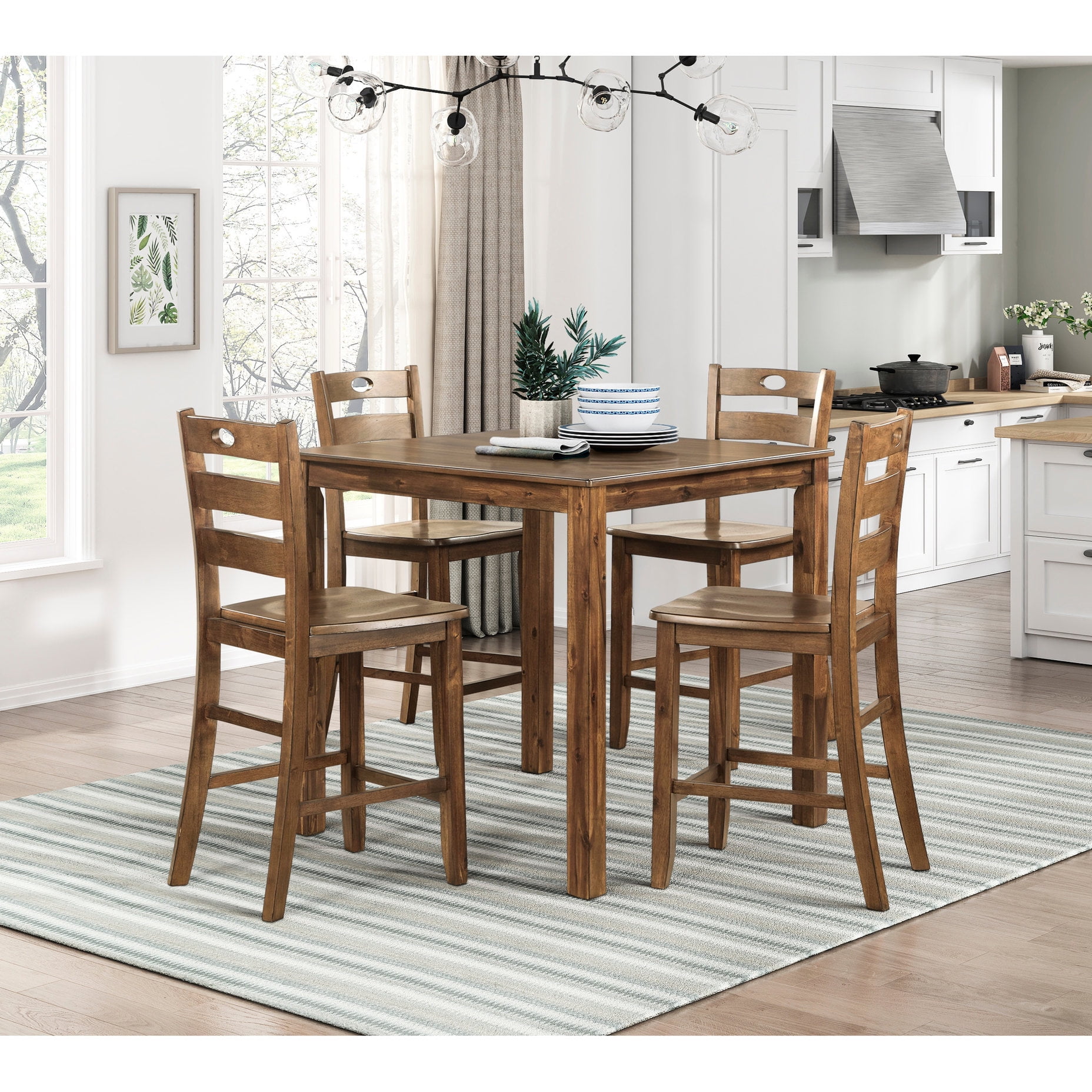 Square Table and 4 Counter Height Seats Set | Apt for Everyday Family ...