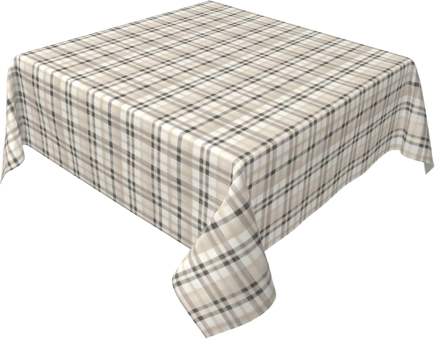 Square Tablecloth 52 x 52 Inch, Classic Neutral Color Plaid Square ...