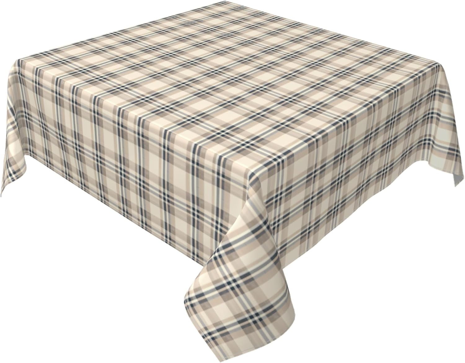 Square Tablecloth 52 x 52 Inch, Classic Neutral Color Plaid Square ...