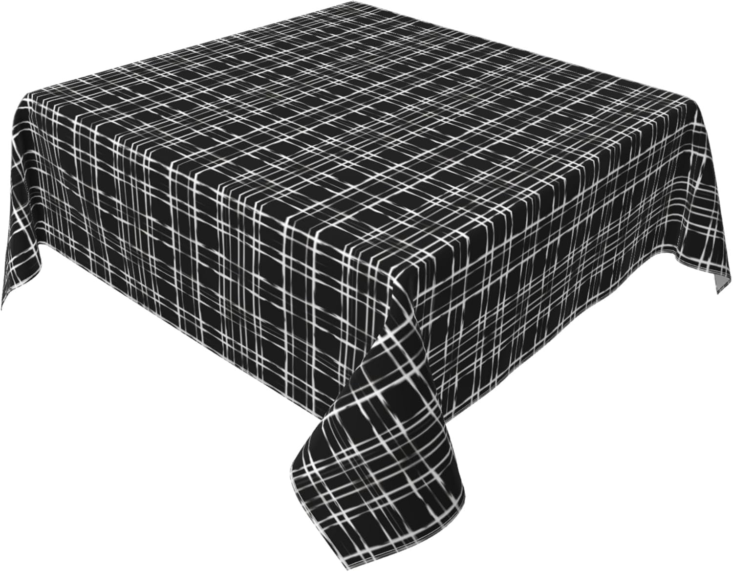 Square Tablecloth 52 x 52 Inch, Tartan Ghost White Plaid Kitchen Square ...