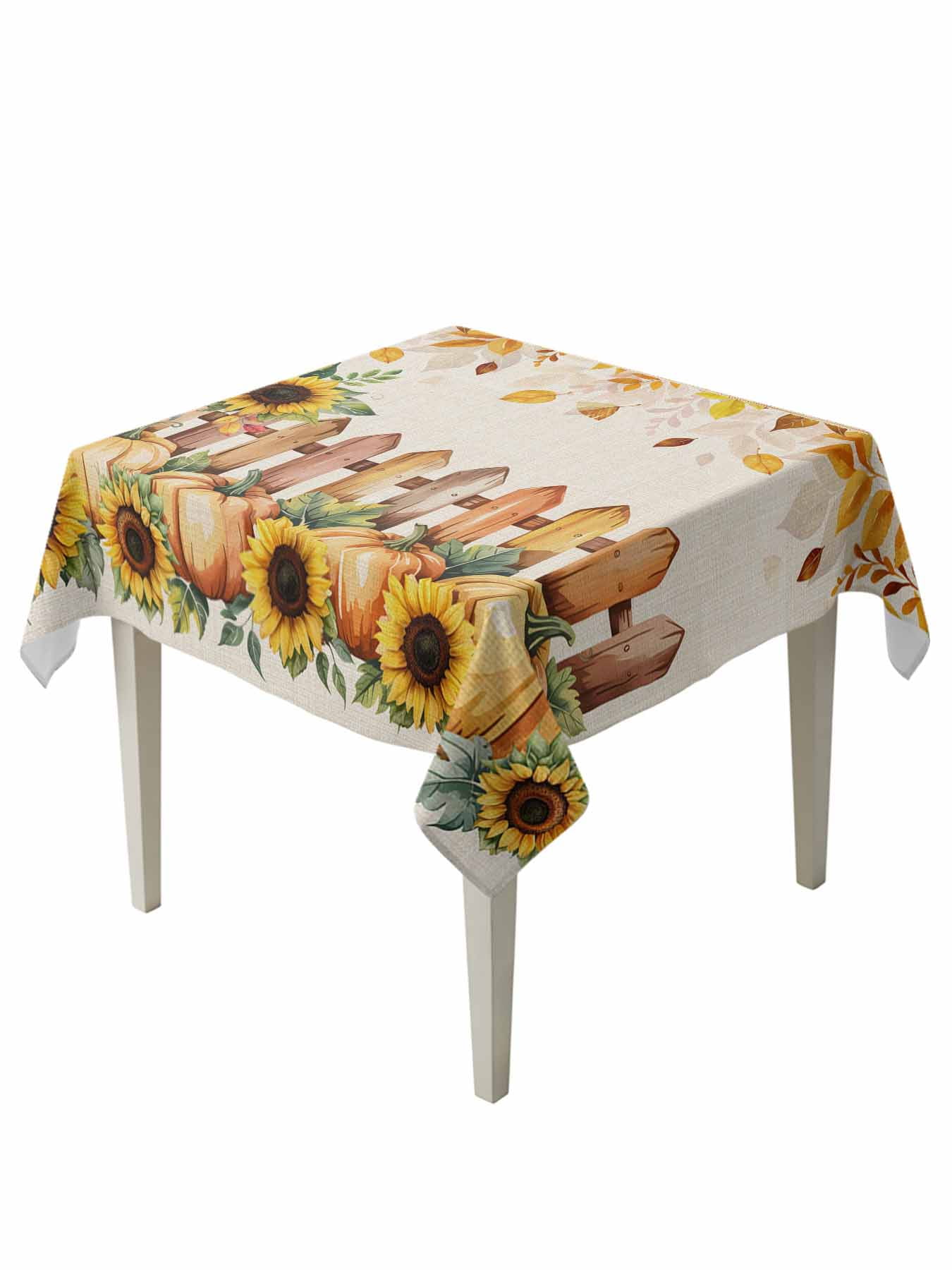 Square Tablecloth 54 x 54 Inches Autumn Thanksgiving Sunflowers ...