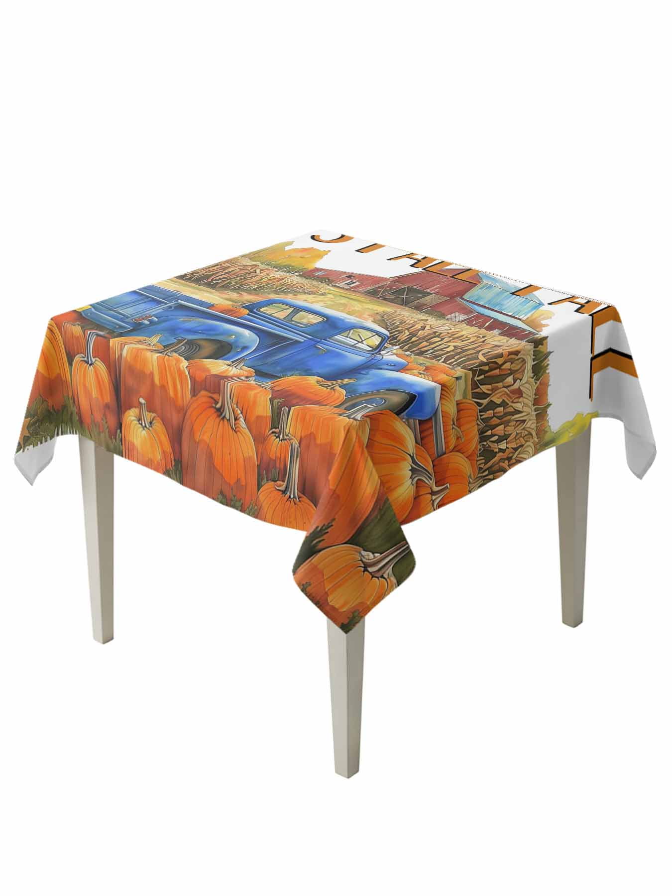 Square Tablecloth 54 x 54 Inches IT'S FALL Y'ALL Retro Blue Truck ...