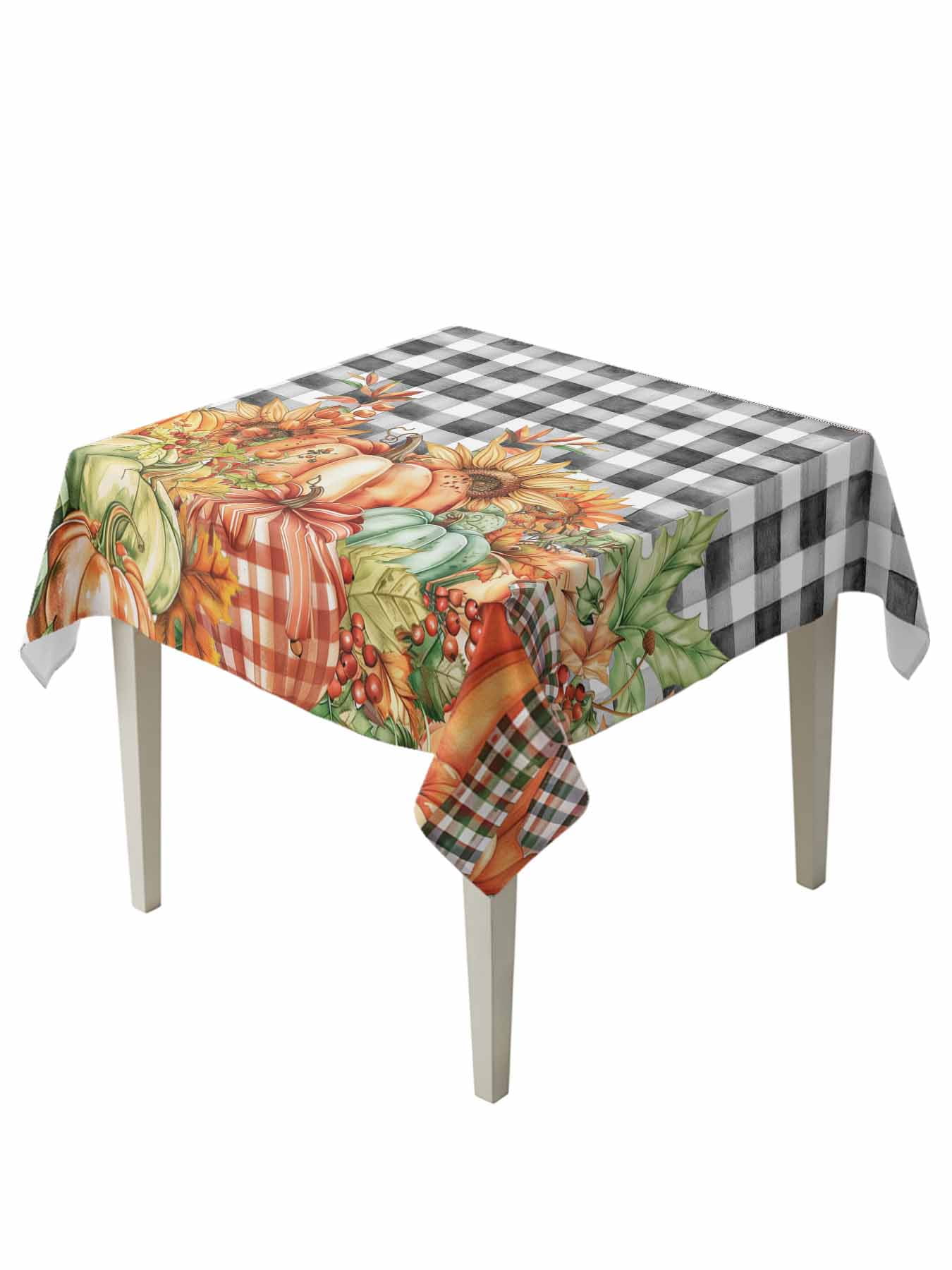 Square Tablecloth 54 x 54 Inches Fall Thanksgiving Pumpkins Sunflowers ...