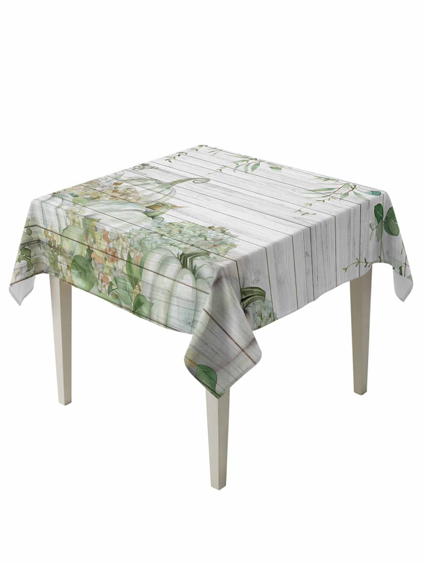 Square Tablecloth 54 x 54 Inches Fall Thanksgiving Watercolor Green ...
