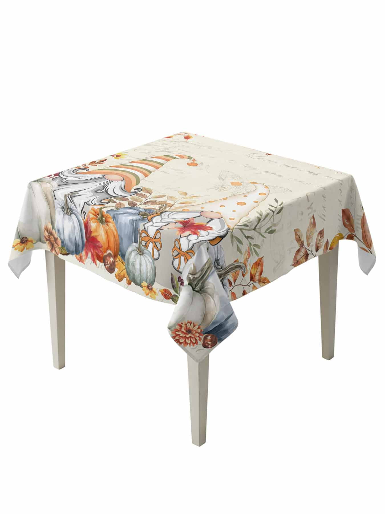 Square Tablecloth 54 x 54 Inches Thanksgiving Autumn Pumpkin Gnome ...