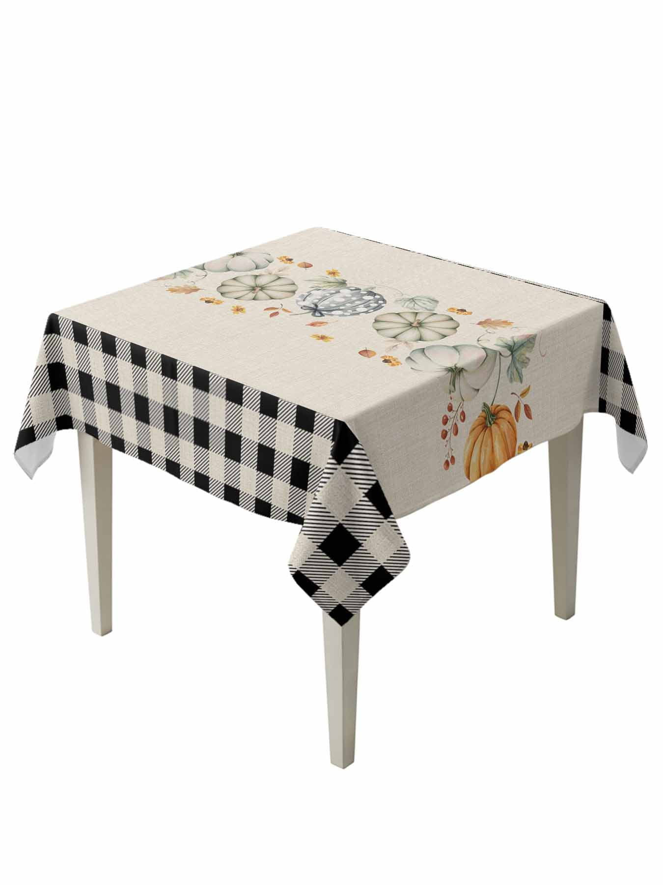 Square Tablecloth 54 x 54 Inches Thanksgiving Pumpkins Vintage Black ...