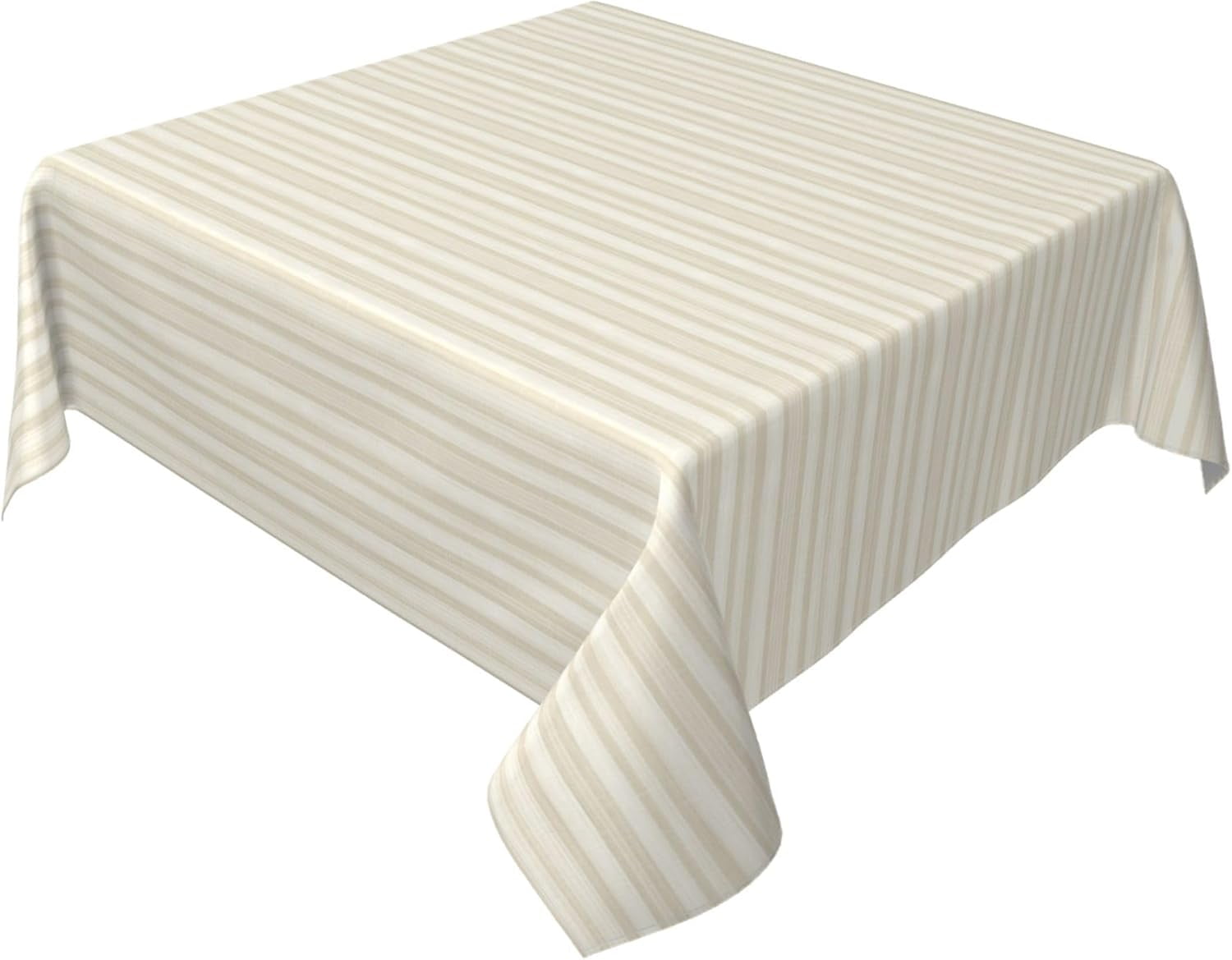 Square Tablecloth 60 x 60 Inch, Beige White Farmhouse Stripes Square ...