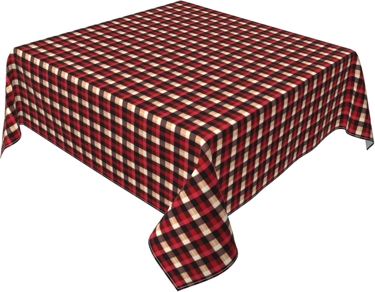 Square Tablecloth 60 x 60 Inch, Line Stripes Check Kitchen Square Table ...
