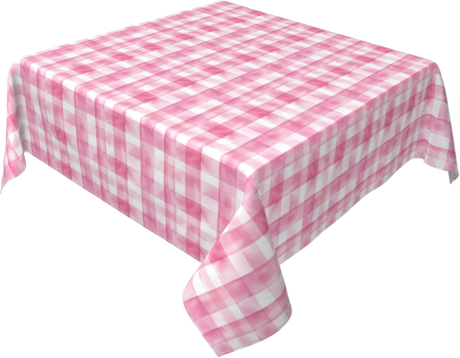 Square Tablecloth 60 x 60 Inch, Watercolor Pink Checkered Square Table ...