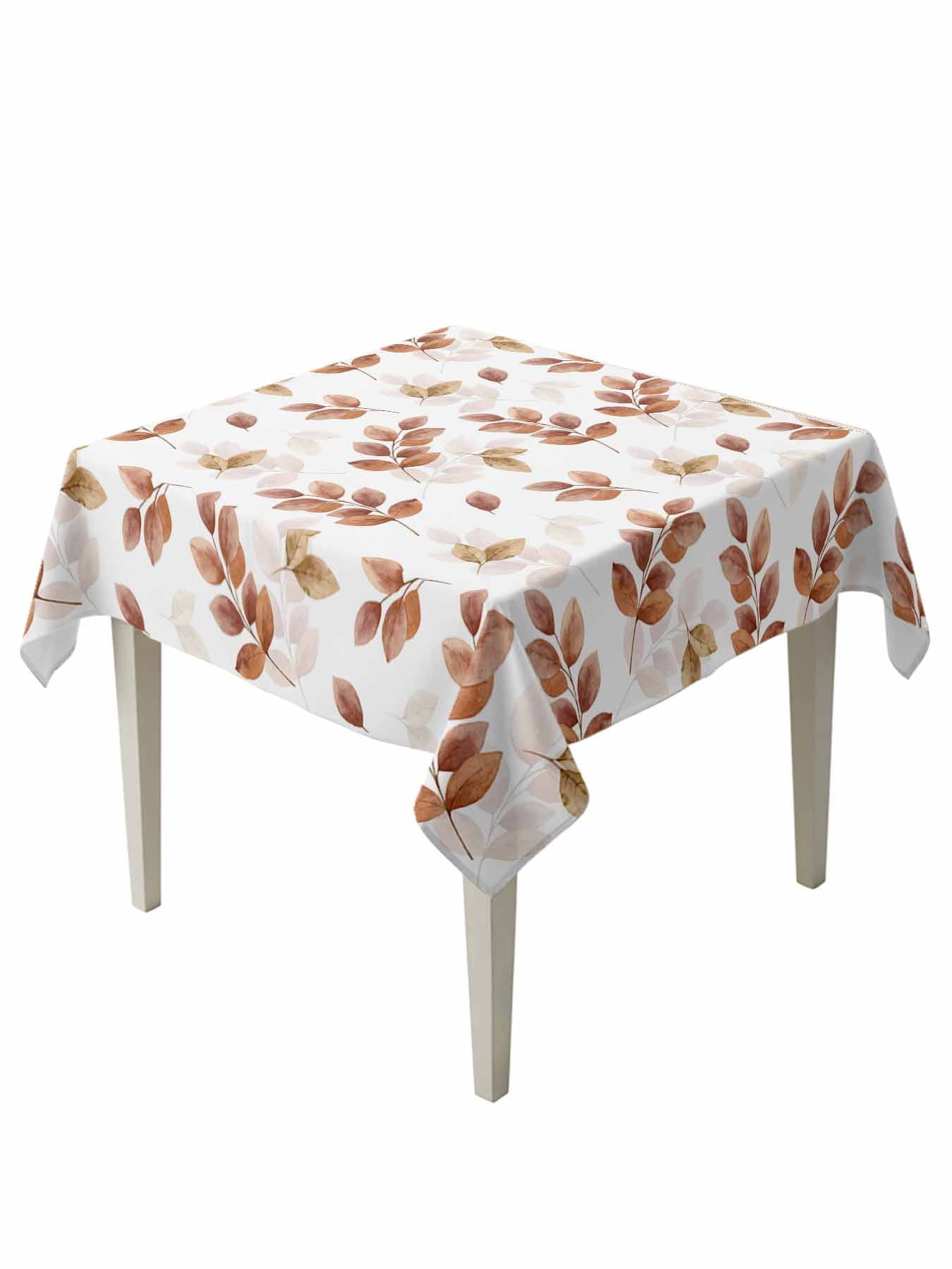 Square Tablecloth 60 x 60 Inches Fall Thanksgiving Brown Eucalyptus ...