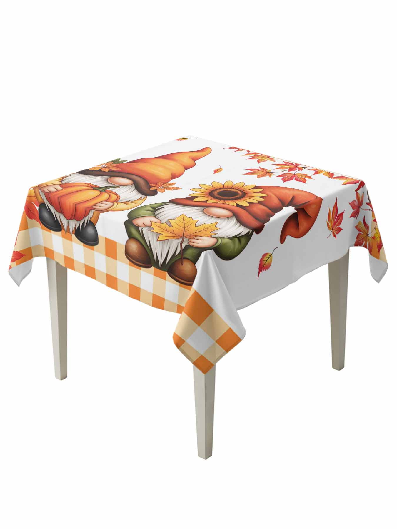 Square Tablecloth 60 x 60 Inches Gnomes Fall Thanksgiving Maple Leaves ...