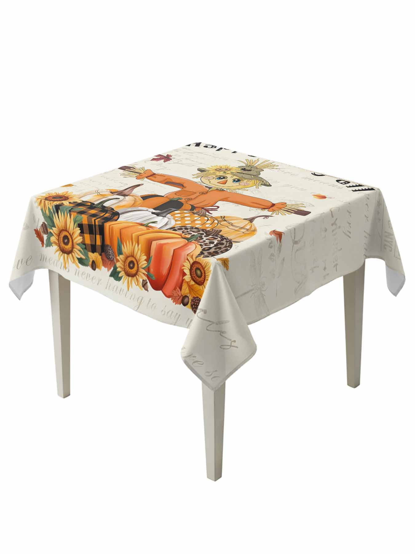 Square Tablecloth 60 x 60 Inches Happy Fall Y'all Scarecrows Pumpkins ...