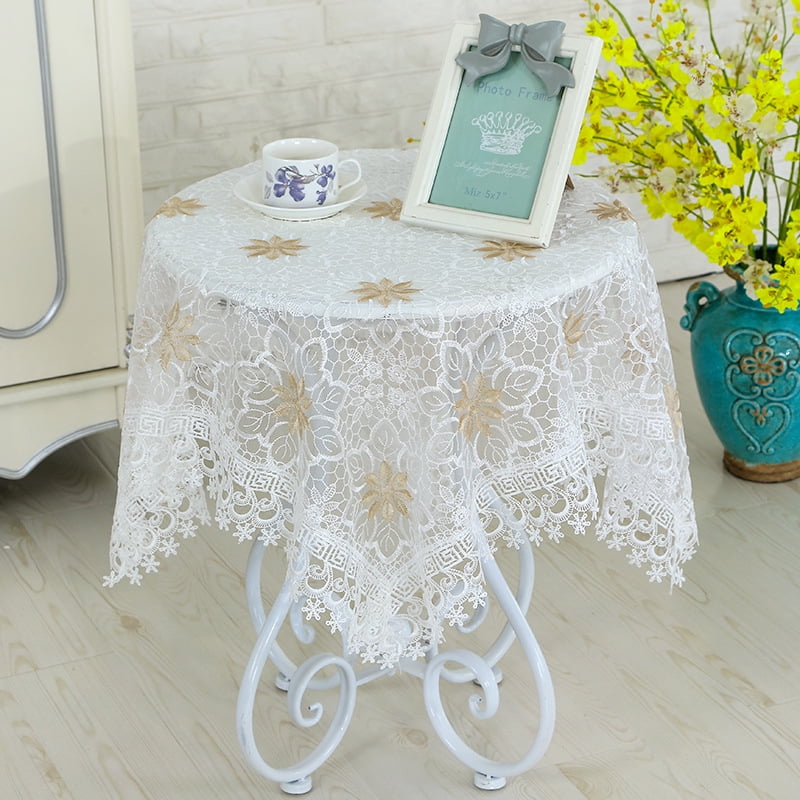 Square Tablecloth Coffee Table Cover, Embroidered Small Table Cloth ...