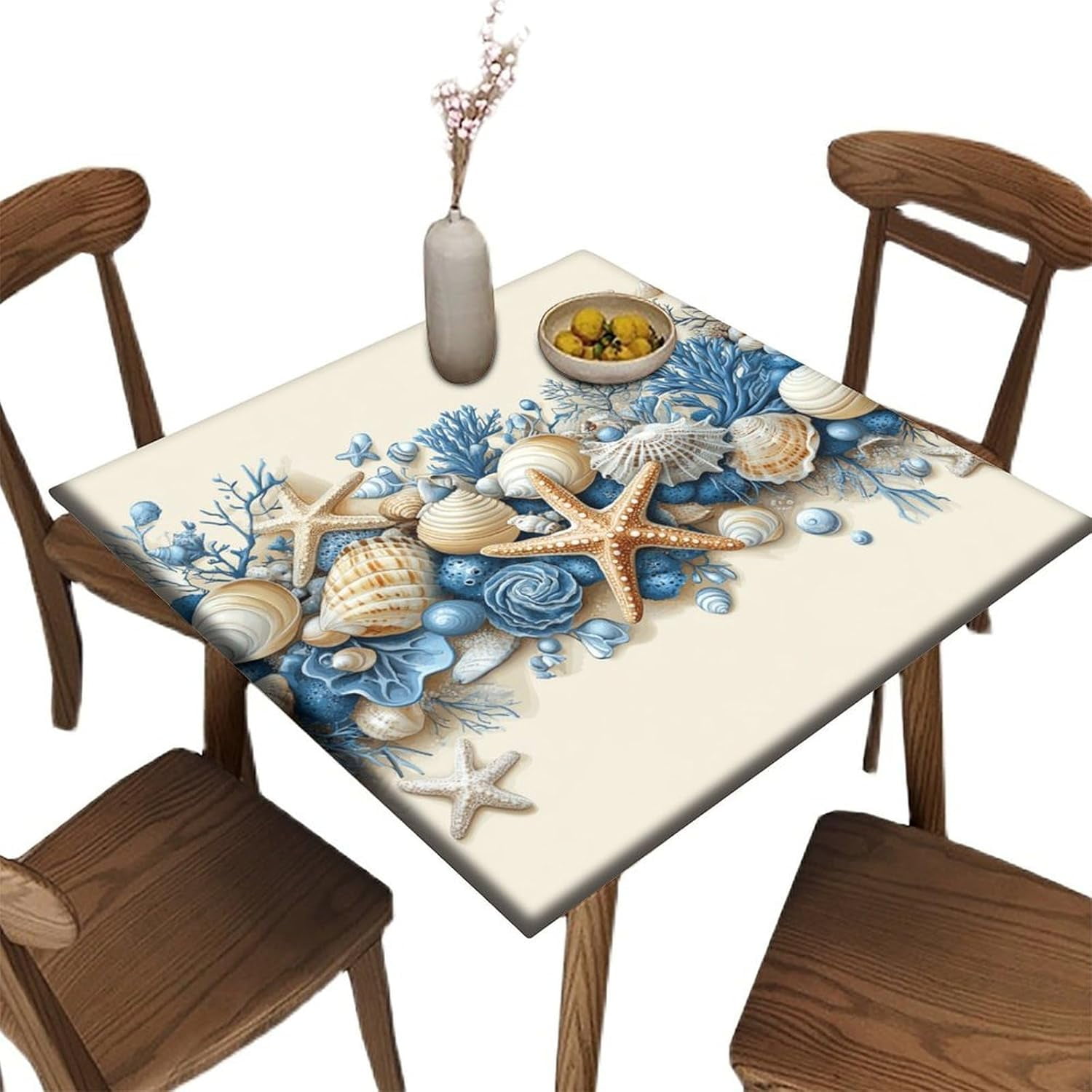 Square Tablecloth Outdoor, Oceanic Border Pattern Printed on Polyester ...