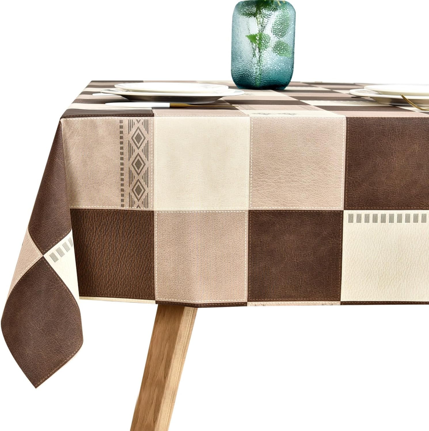 Square Tablecloth Plastic PVC Wipeable Oilcloth - Vynle Spillproof ...