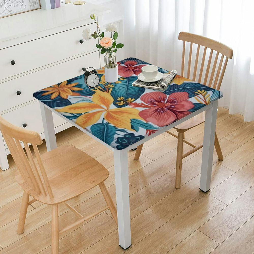 Square Tablecloth, Tropical Floral Waterproof Oil Proof Reusable Table ...