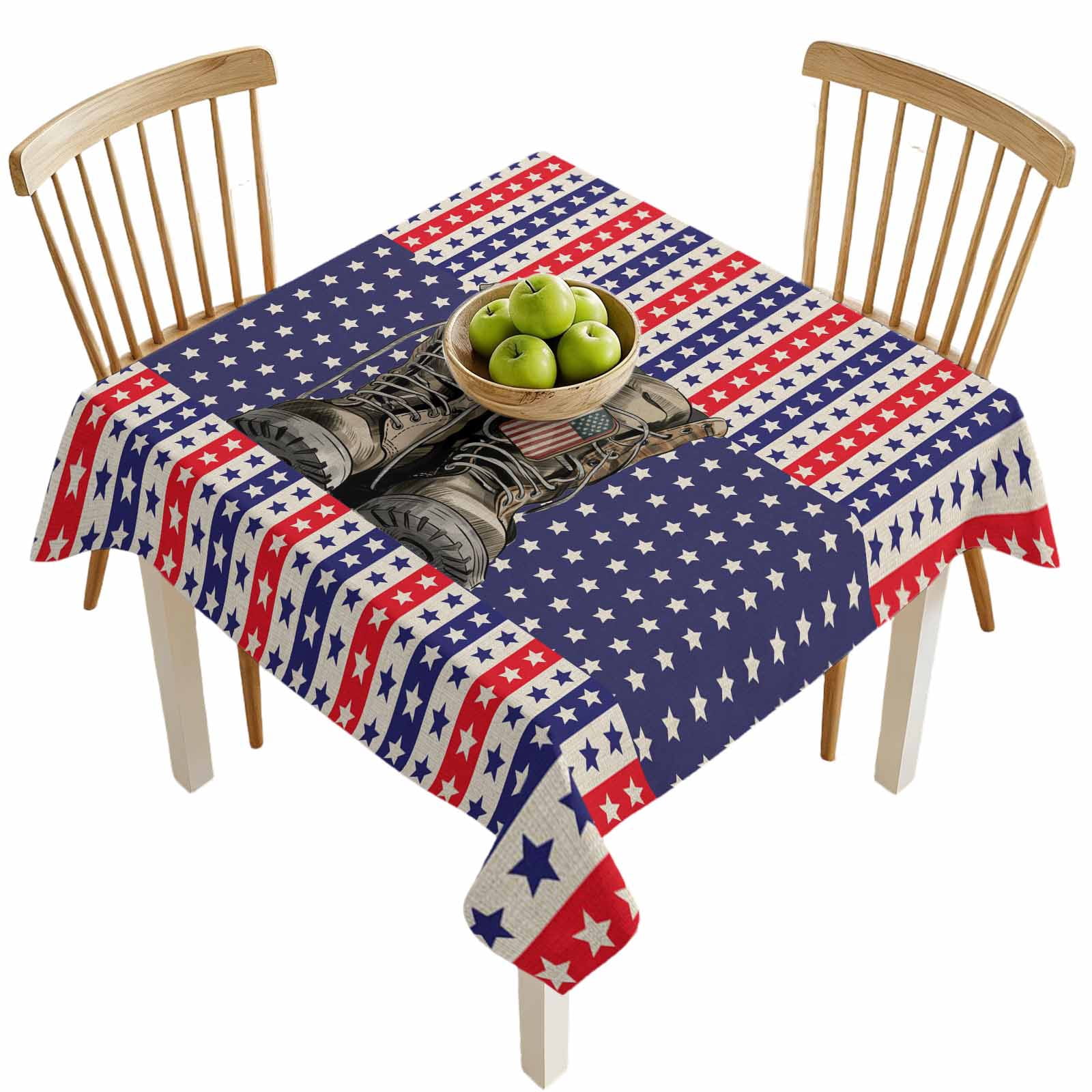 Square Tablecloths, Independence Day American Flag Waterproof Table ...