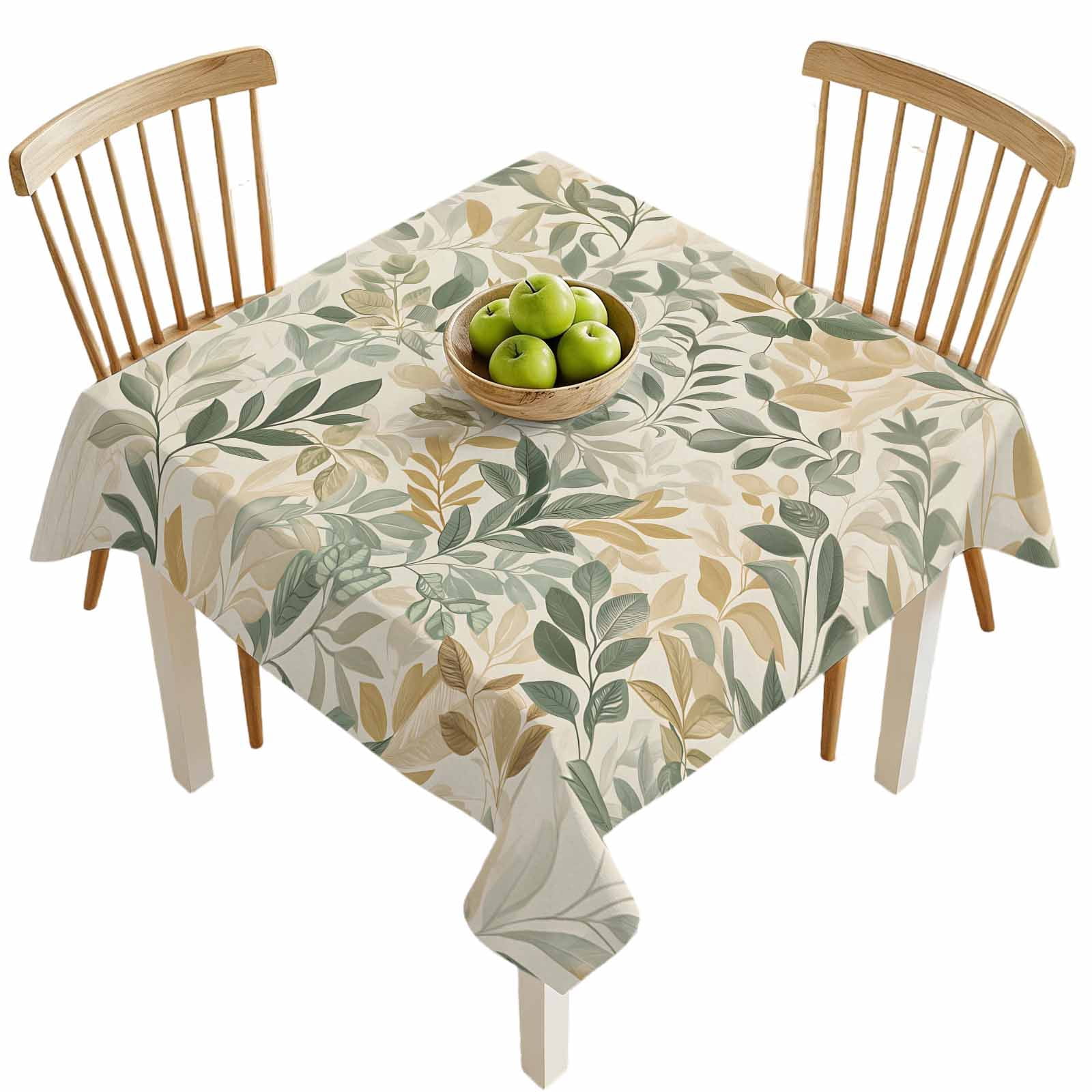 Square Tablecloths, Sage Green Leaf Spring Plant Waterproof Table ...