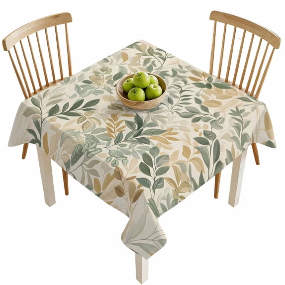 Square Tablecloths, Sage Green Leaf Spring Plant Waterproof Table ...