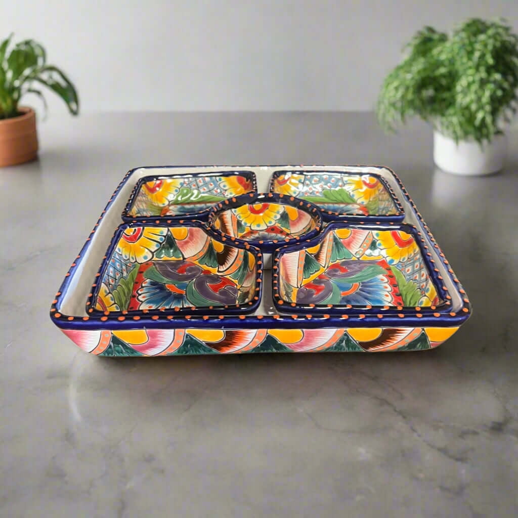 Square Talavera Appetizer Tray | Hand-Painted Mexican Serving Dish ...