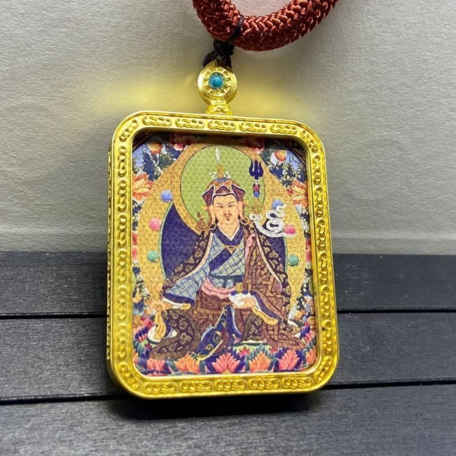 Square Thangka Gawu Box Pendant Lotus Master Design Buddhist Amulet ...