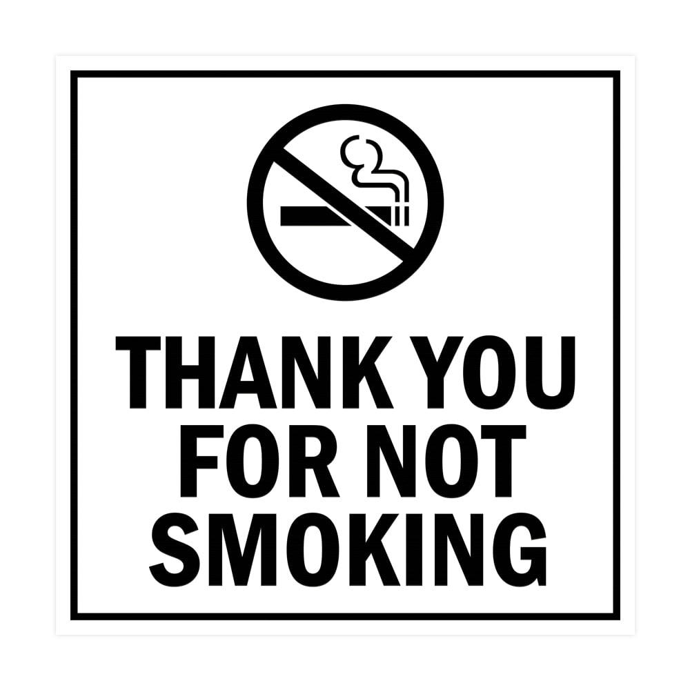 Square Thank You For Not Smoking Sign (White) - Large - Walmart.com