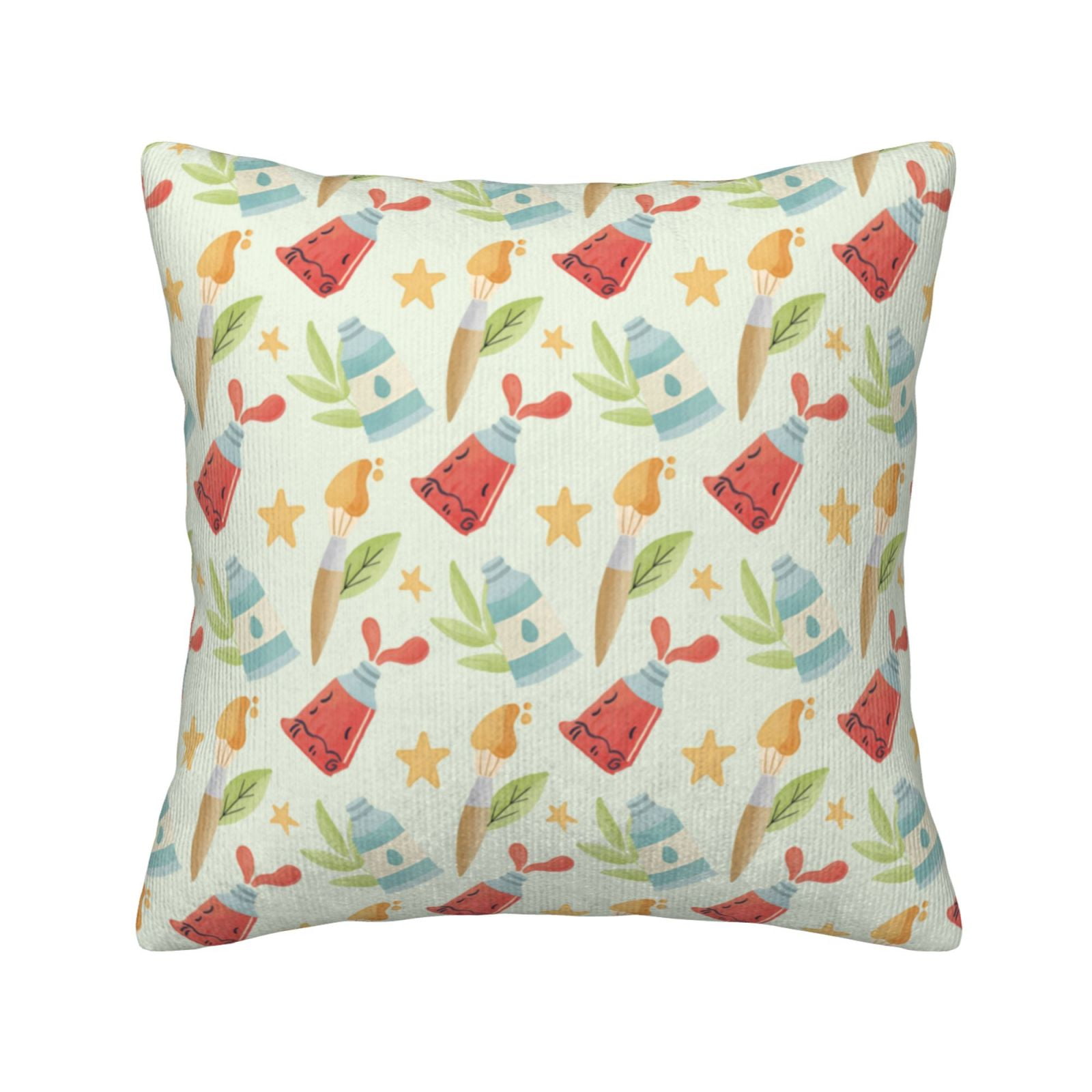 Square Throw Pillow Covers with Core, Cartoon Brush Paint Pattern ...