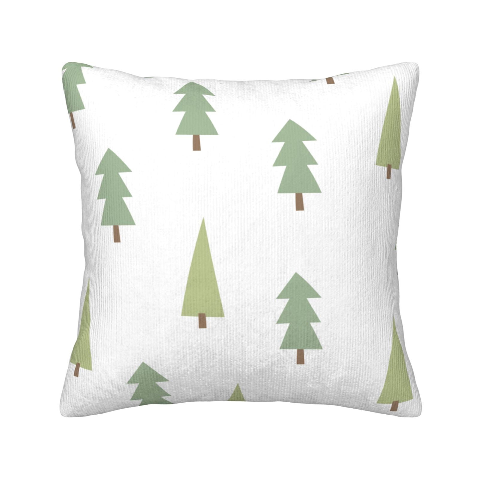 Square Throw Pillow Covers with Core, Cartoon Pine Trees Seamless Print ...