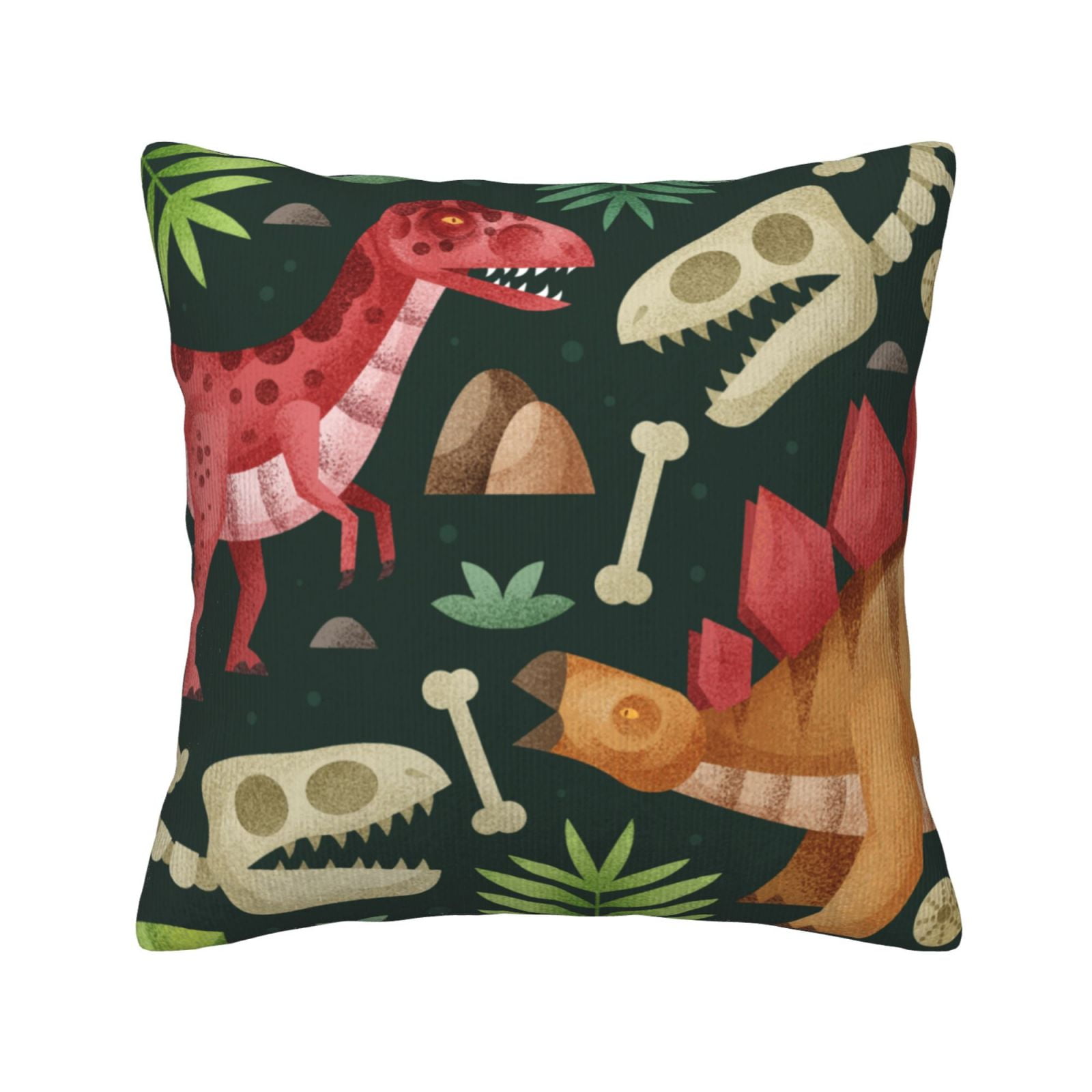 Square Throw Pillow Covers with Core, Cartoon Style Dinosaurs Pillows ...