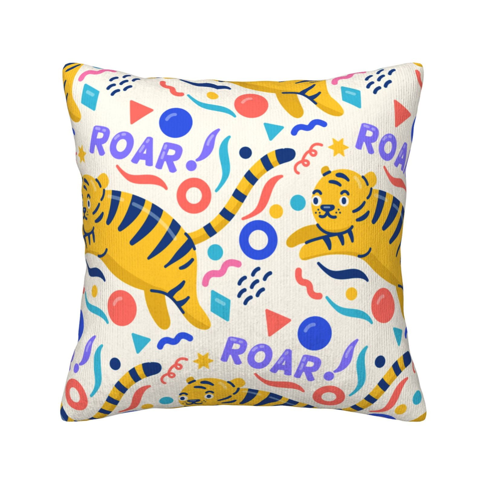 Square Throw Pillow Covers with Core, Jumping Cartoon Tiger Pillows for ...