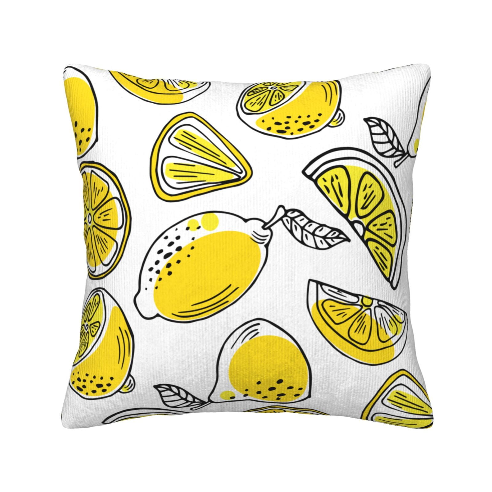 Square Throw Pillow Covers with Core, Lemon Decorative Line ...